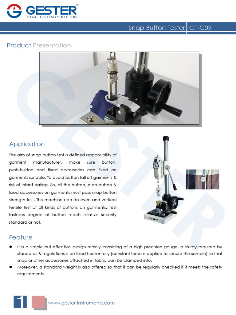 GT-C09 Snap Button Tester | PDF