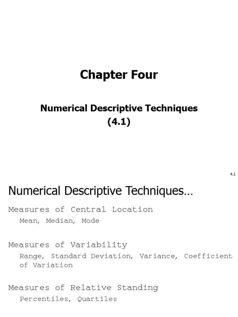 Chapter 4part 1 2 Pdf Mode Statistics Mean 