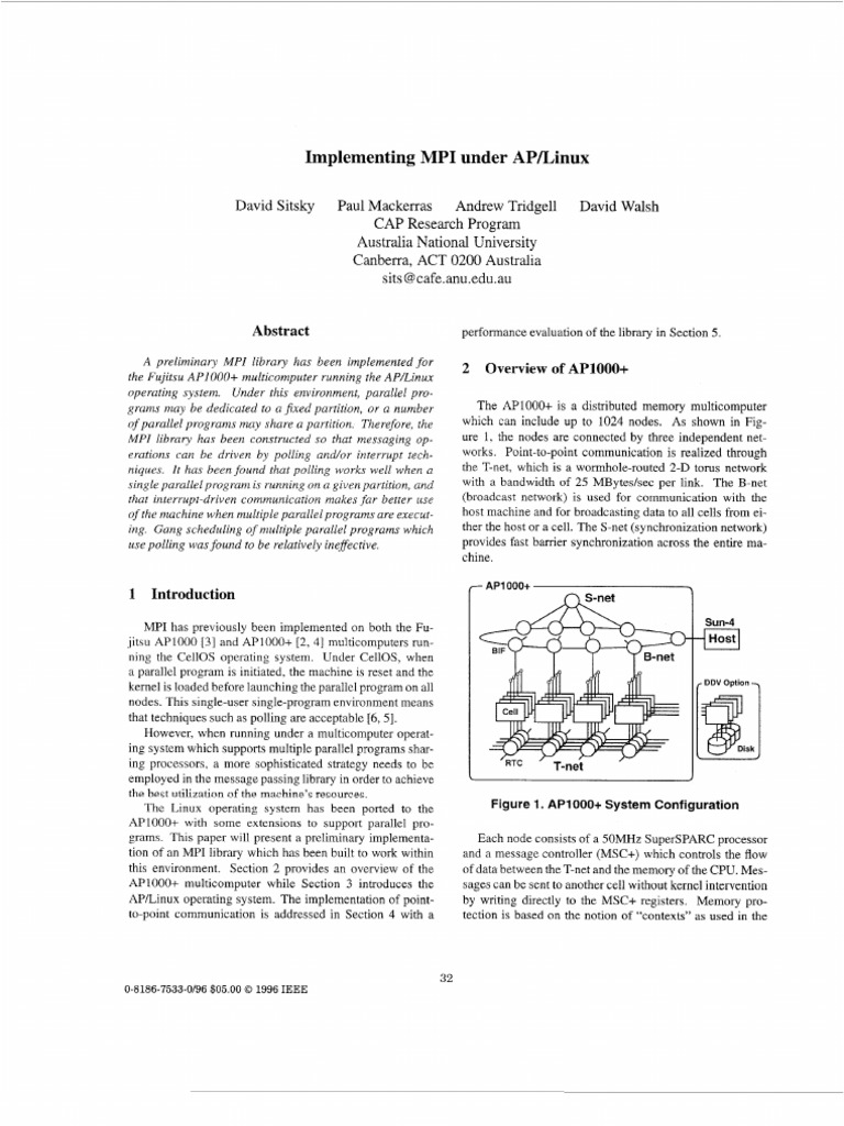 IEEE-Implementation of MPI in Linux | PDF | Message Passing Interface | Parallel Computing