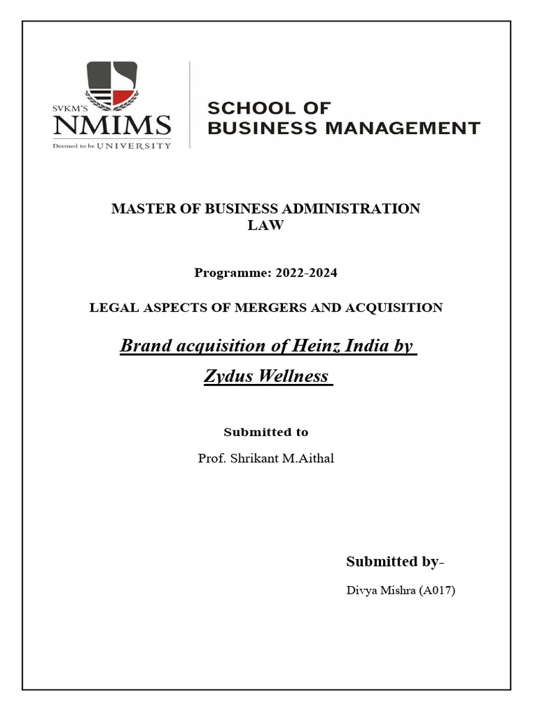 Divya | PDF | Mergers And Acquisitions | Takeover