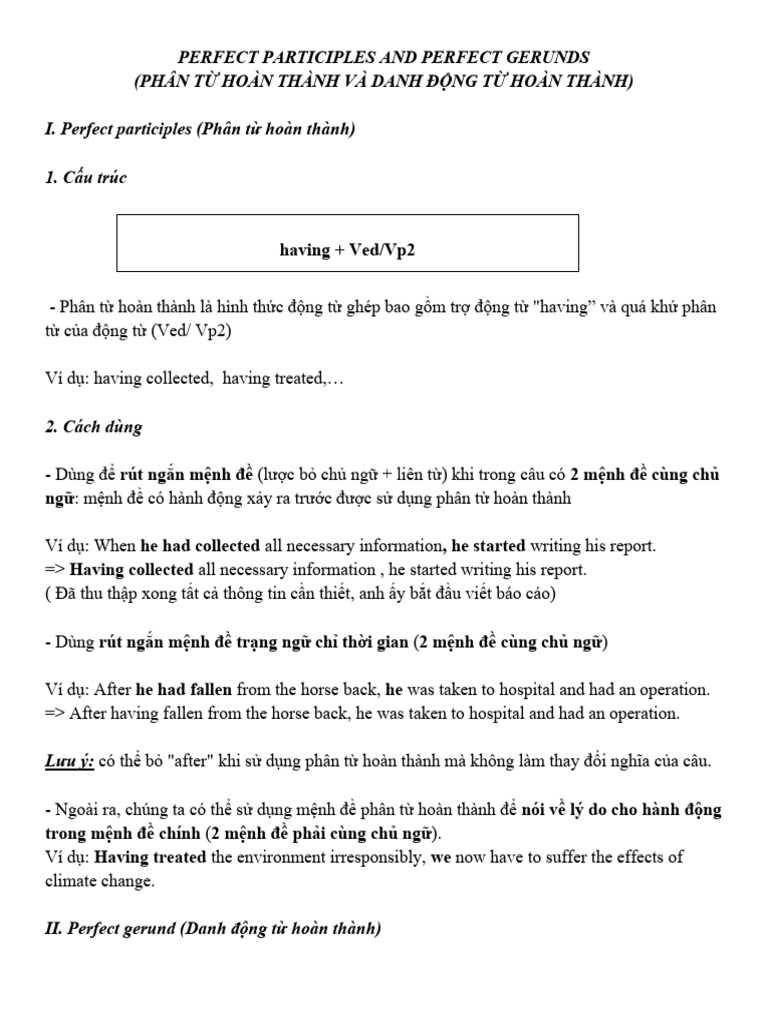 Phân T Hoàn Thành Và Danh Đ NG T Hoàn Thành | PDF