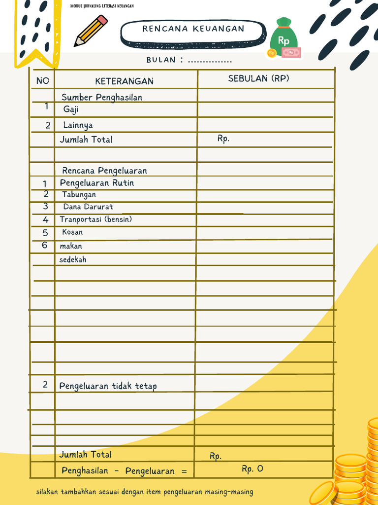 Rencana Keuangan Bulanan dan Pengeluaran | PDF