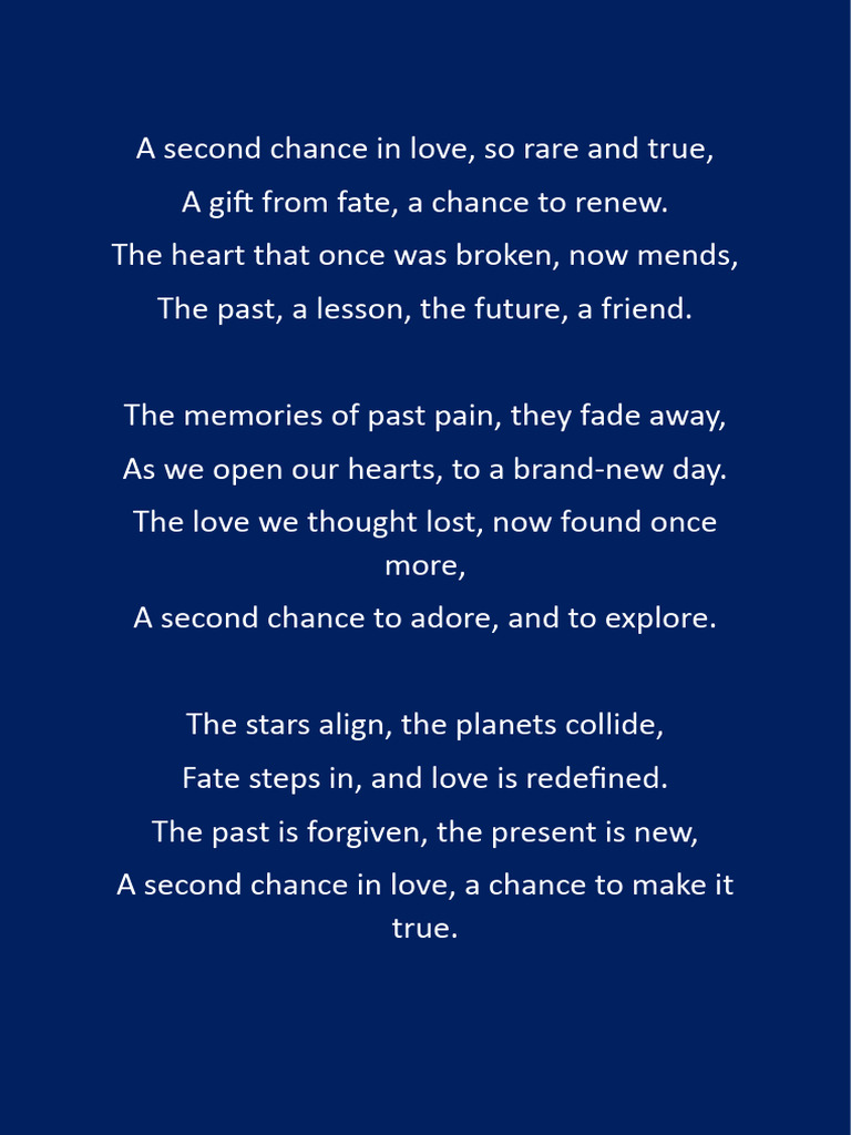 Second Chance in Love Poem | PDF | Religion & Spirituality | Poetry