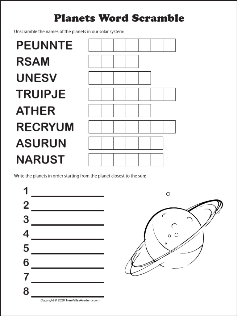 Space Word Scramble | PDF