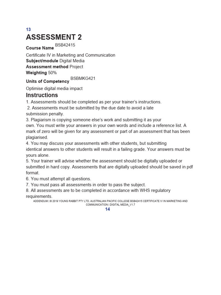Digital Media - Assessment 2 - v1.7 | PDF | Advertising | Social Media ...