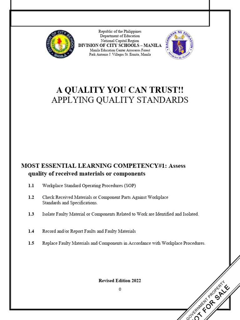 EPAS 9 - Q1 - W1 - Mod1 - RevisedEdition2022 | PDF | Reliability Engineering | Product (Business)