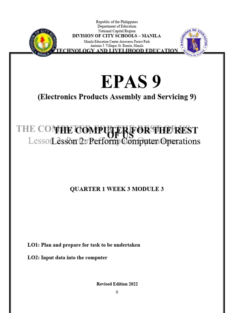 EPAS 9 - Q1 - W3 - Mod3 - RevisedEdition2022 | PDF | Computer Data Storage | Random Access Memory