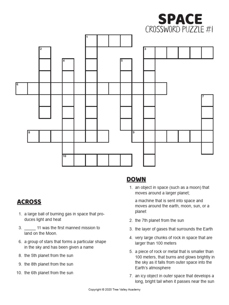 Space Themed Crossword Puzzles | PDF
