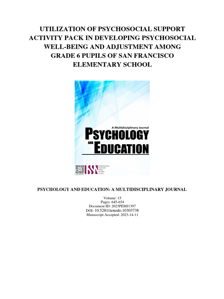 Enhancing Psychosocial Well-Being in Students | PDF | Psychosocial ...
