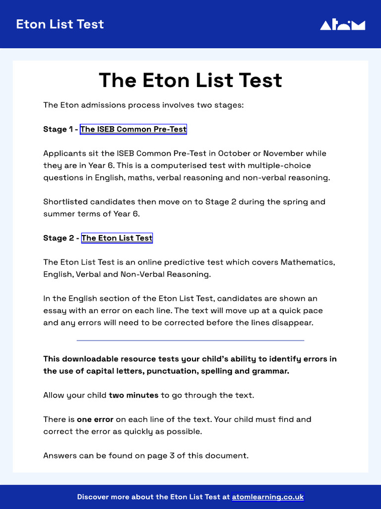 Eton List Test - Hibernation | PDF