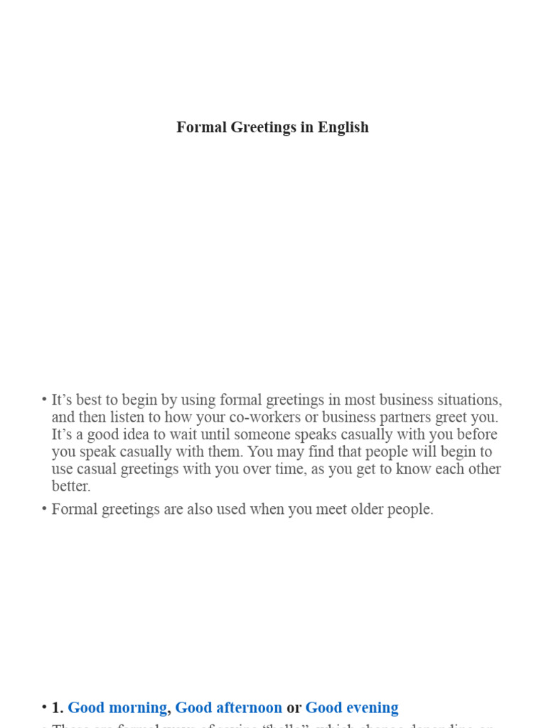 Formal Greetings in English-1 | PDF