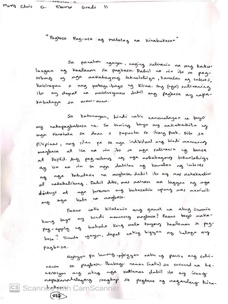 Pagsulat NG Sanaysay Paligsahan | PDF