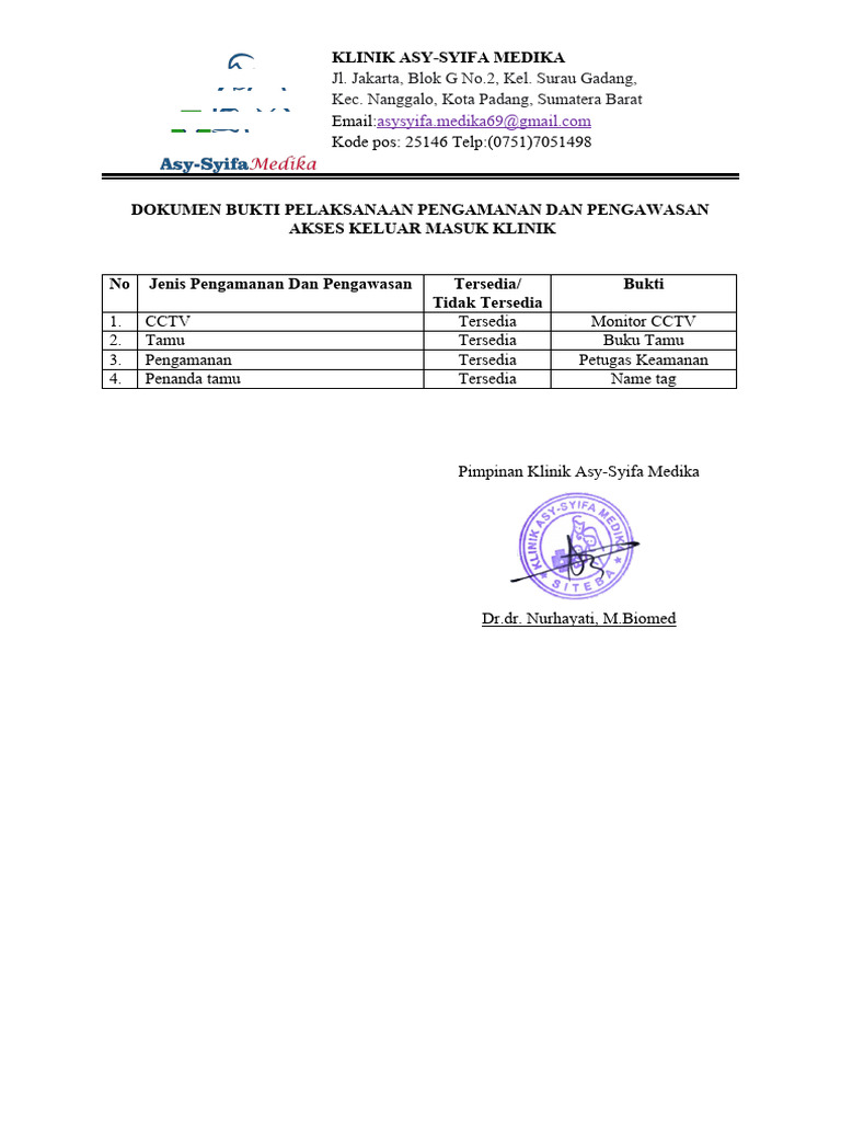 Bukti Pengamanan, Pengawasan Keluar Masuk Klinik | PDF Bukti Pengamanan, Pengawasan Keluar Masuk Klinik | PDF