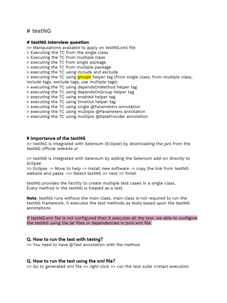 TestNG Framework | PDF | Software Testing | Class (Computer Programming) TestNG Framework | PDF | Software Testing | Class (Computer Programming)