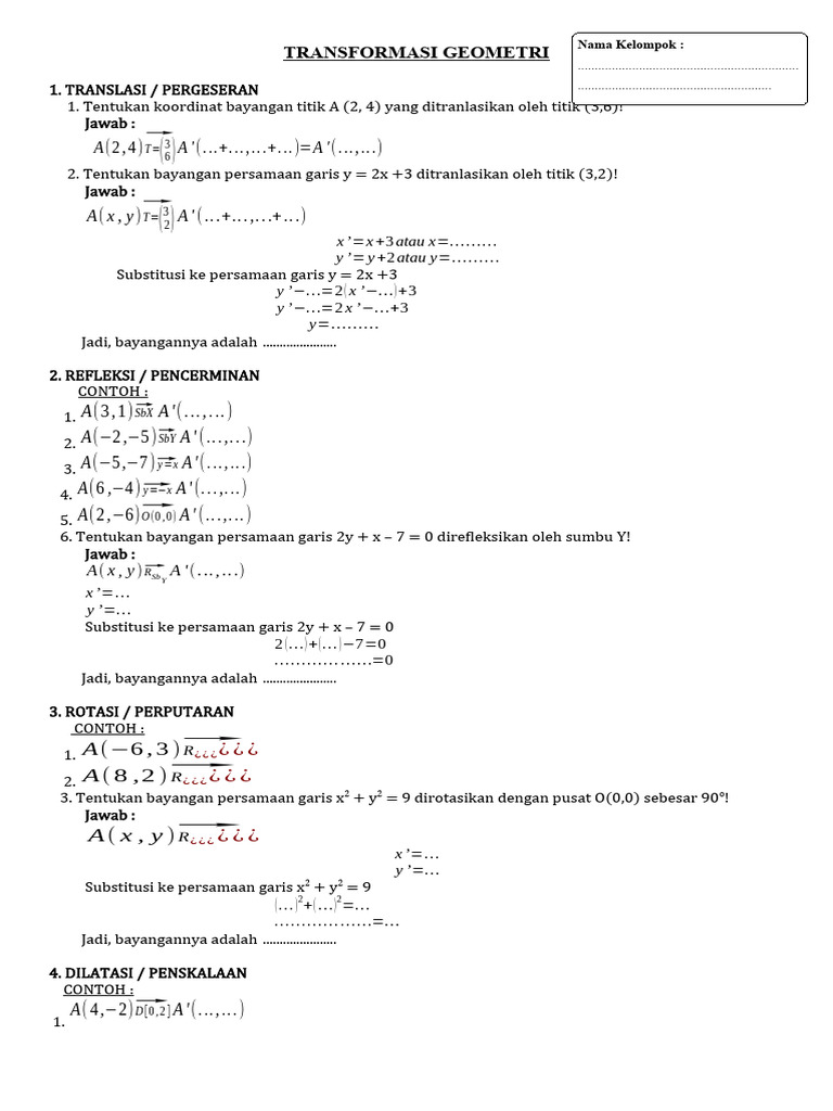 LKPD Transformasi Geometri | PDF