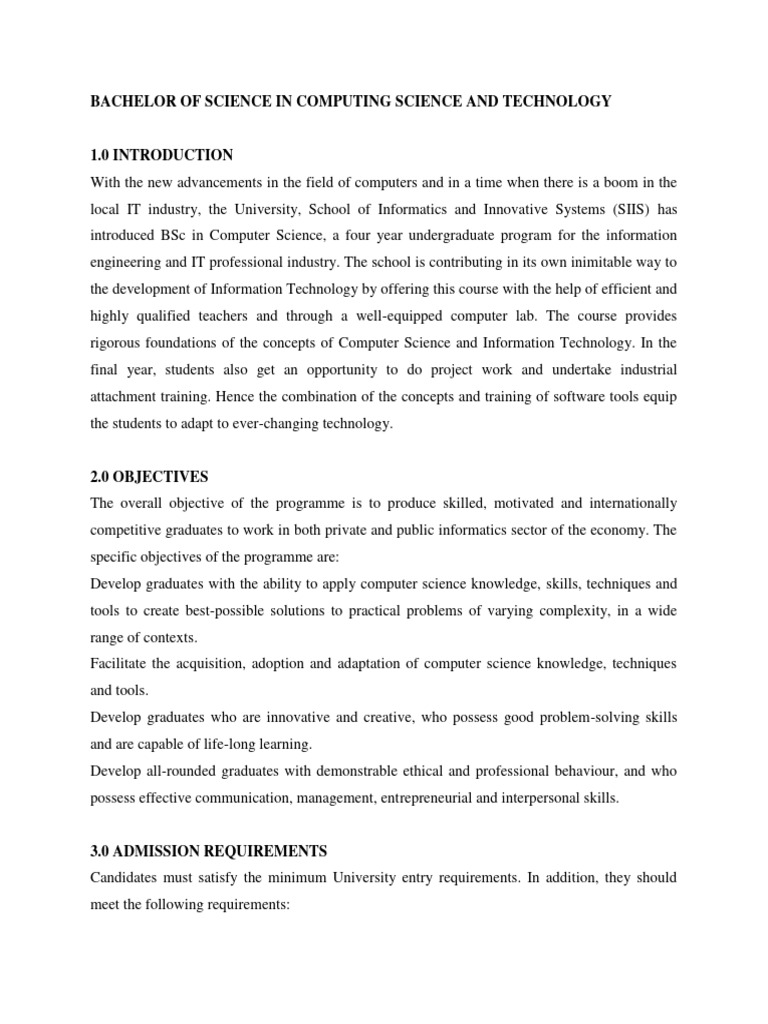 Bachelor - of - Science - in Computing - Science - and - Technology ...