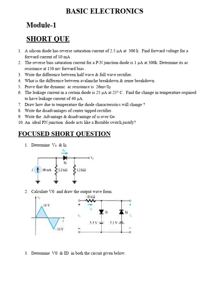 Basic Electronics Question Bank-2023-2nd Sem | PDF