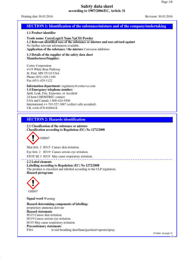 Corrologic Powder (GB) | PDF | Dangerous Goods | Chemistry