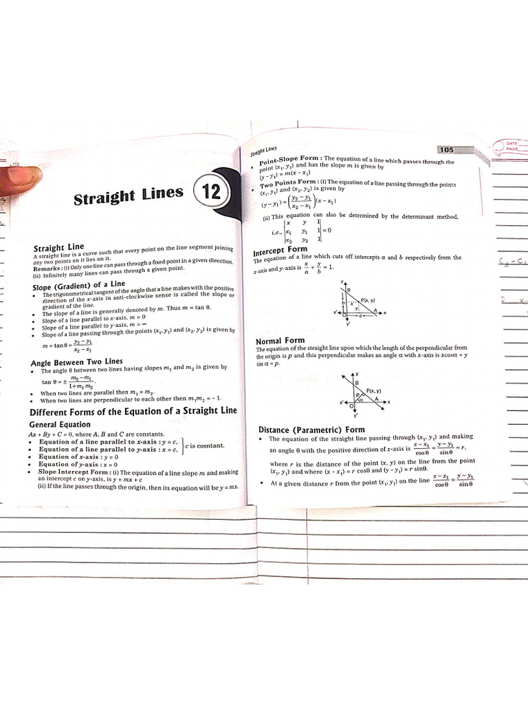 Straight Line Class 12 | PDF