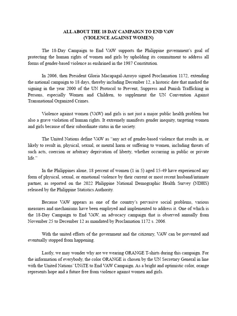 All About The 18 Day Campaign To End Vaw | PDF | Social Science