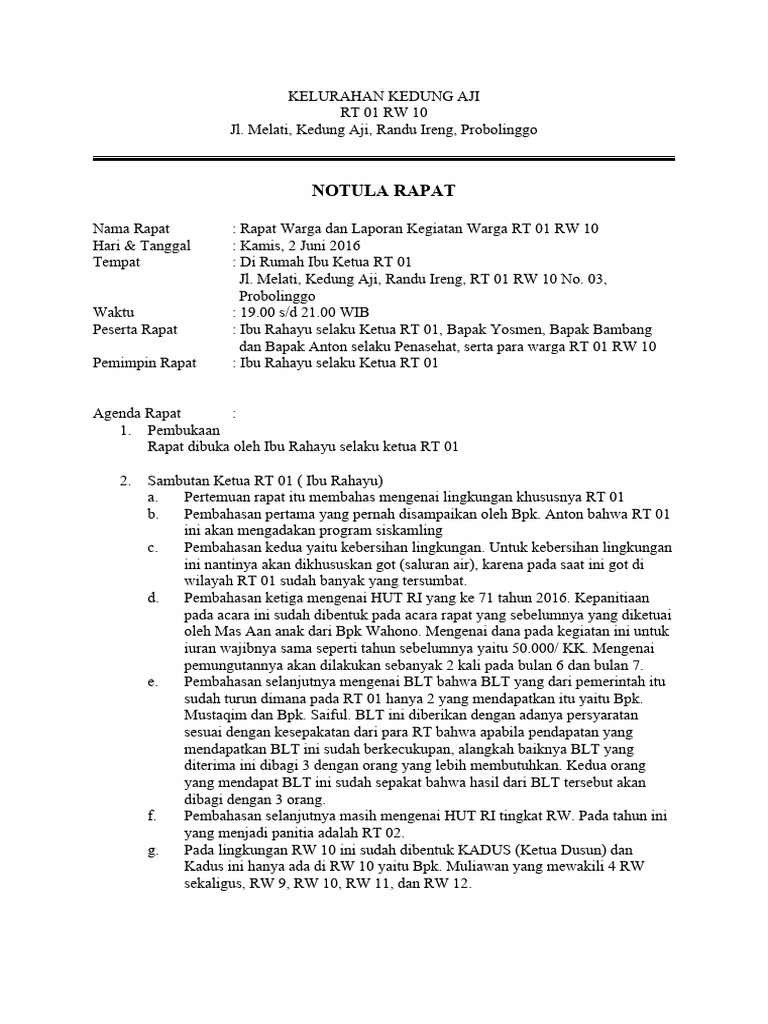 Notula Rapat Meylinda | PDF