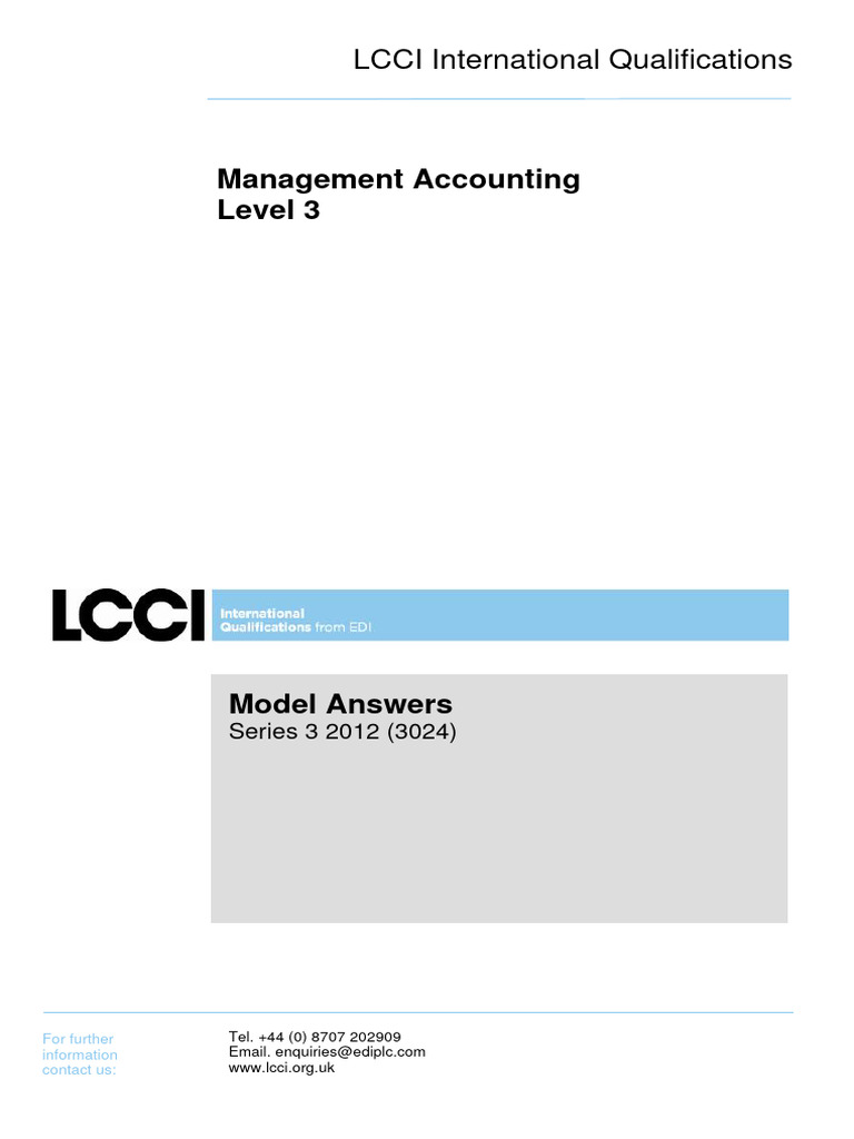 Management Accounting Model Answers Series 3 2012 | PDF | Business ...