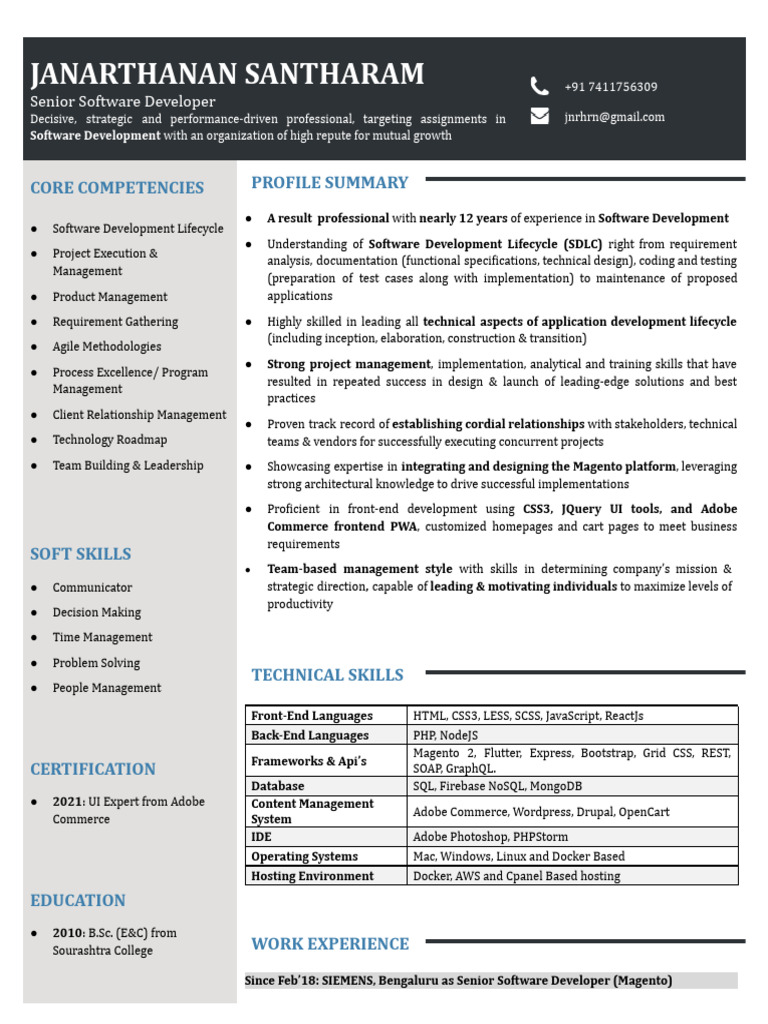 Resume Jana Pdf Magento Software Development Process