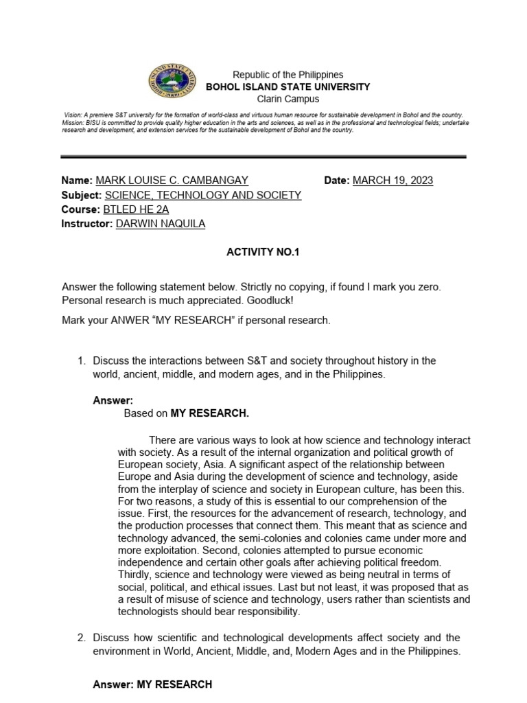 STS Act. 01 | PDF | Science | Society