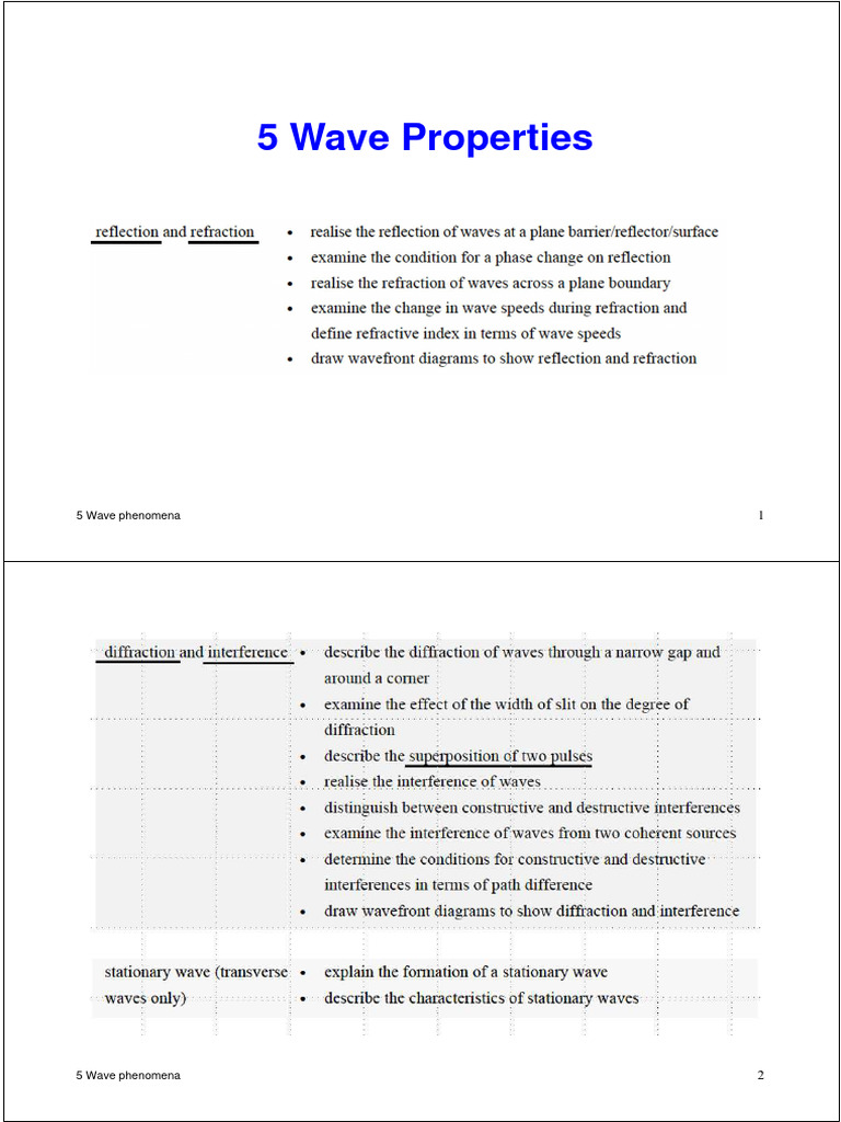 Understanding Wave Phenomena and Properties | PDF | Waves | Wavelength