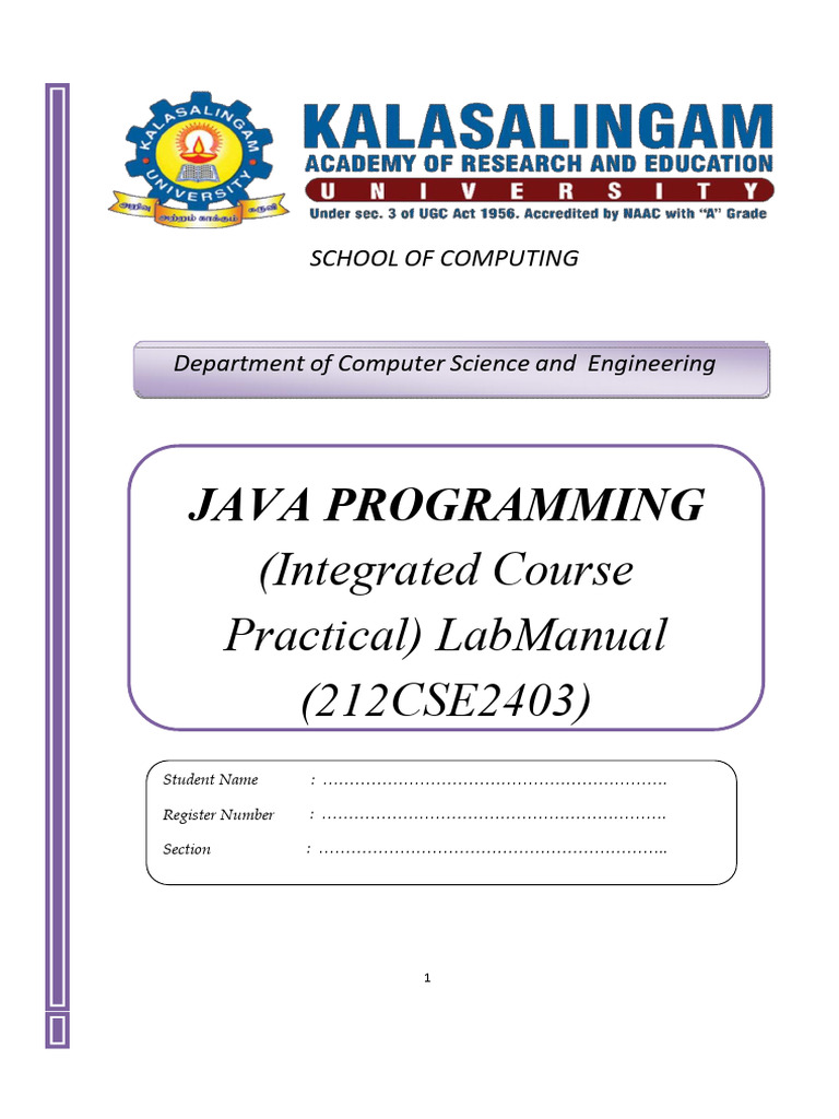 212CSE2403 - JP Lab Manual | PDF