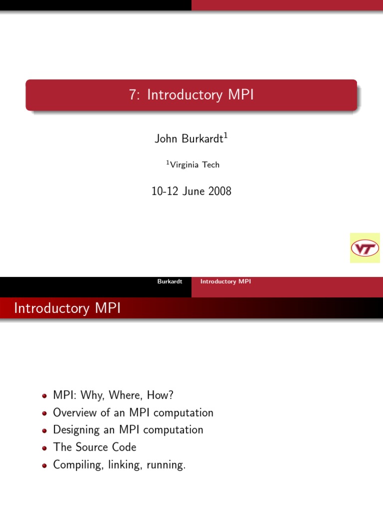 Intro to MPI: Parallel Computing Basics | PDF | Message Passing ...