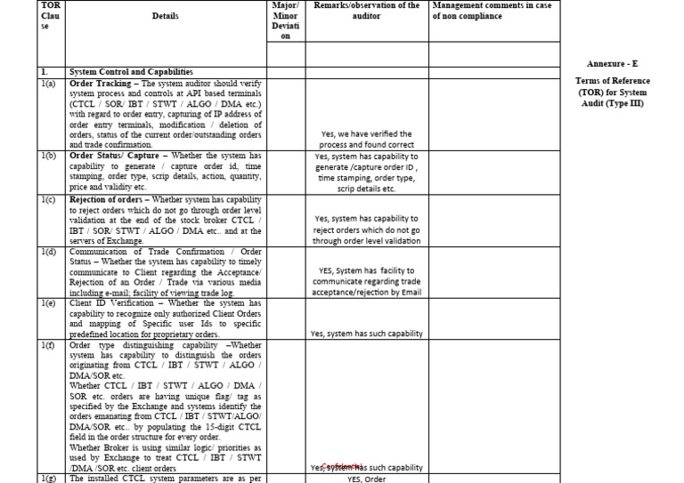 System Audit Terms of Reference | PDF