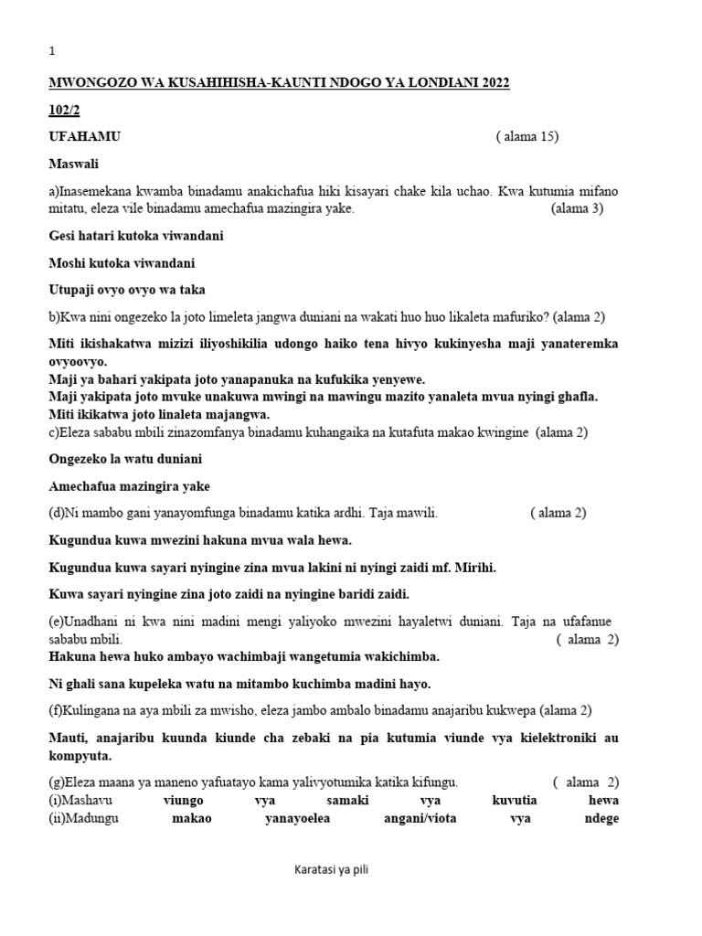 KISW Mwongozo pp2 | PDF