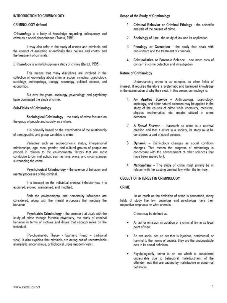 Intro To Crim | PDF | Criminology | Crimes