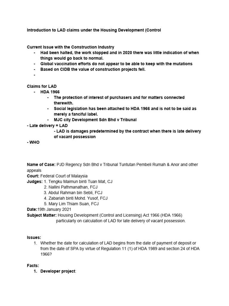 Liquidated Ascertained Damages (LAD) | PDF