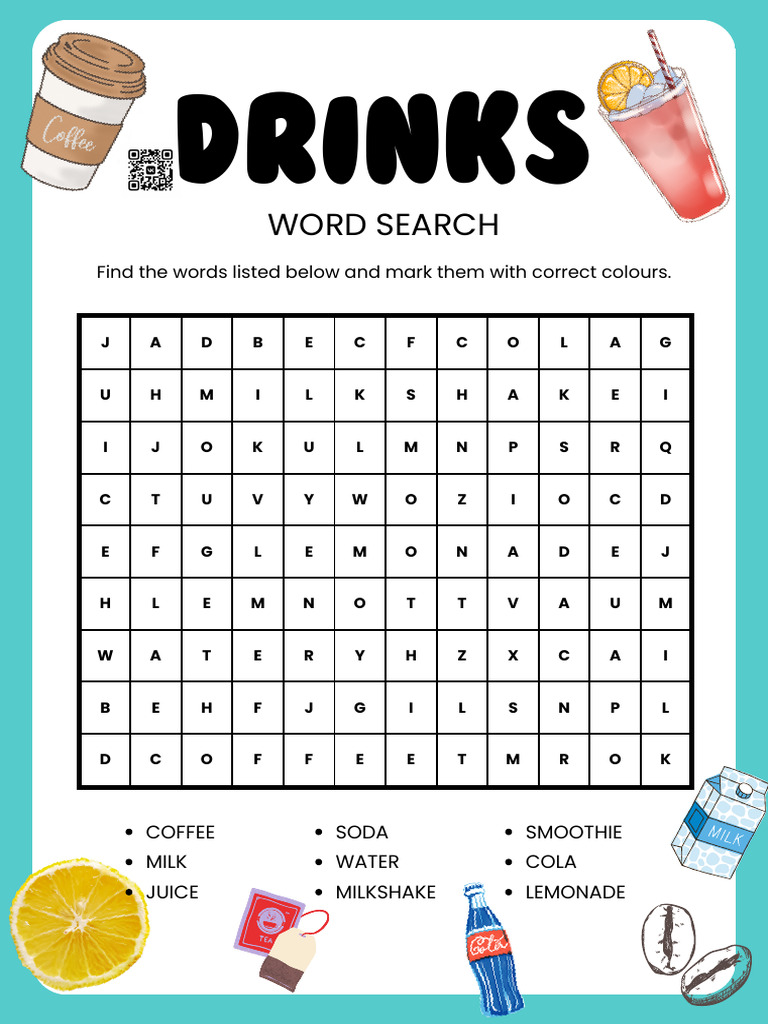 Drinks: Word Search | PDF