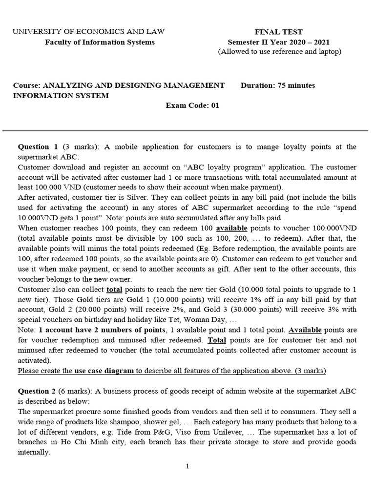 Management Information System Exam 2021 | PDF | Finance & Money Management