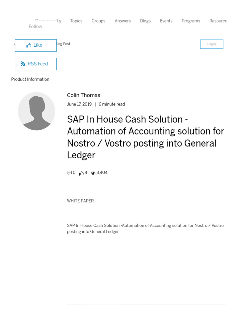 SAP in House Cash Solution - Automation of Accounting Solution For ...
