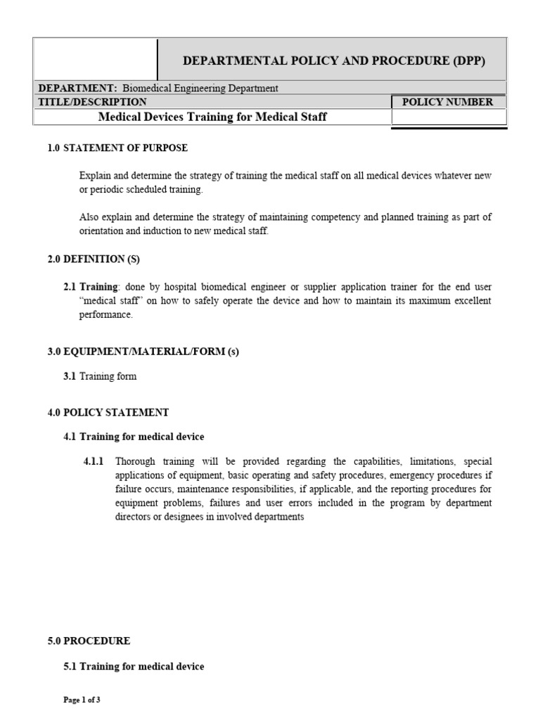 Medical Devices Training For Medical Staff | PDF | Biomedical ...