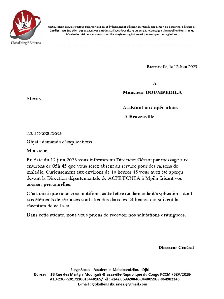 demande d'explication à Mr Steves | PDF
