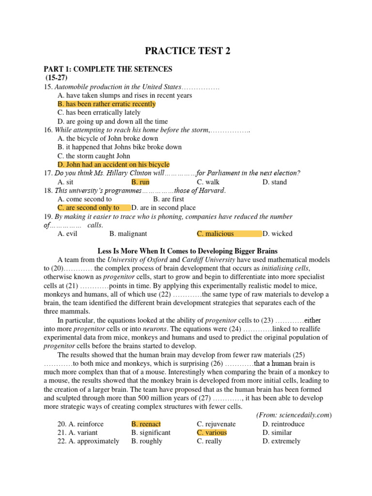 PRACTICE TEST 2 | PDF | Nature Versus Nurture