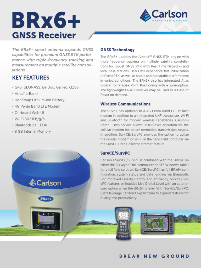 GPS Carlson BRx6 Specs | PDF | Bluetooth | 4 G
