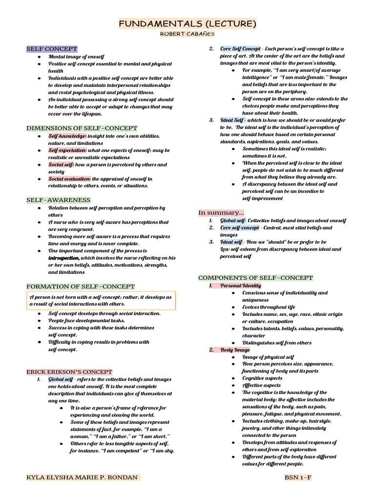 Self Concept Fundamentals | PDF | Self Concept | Reference