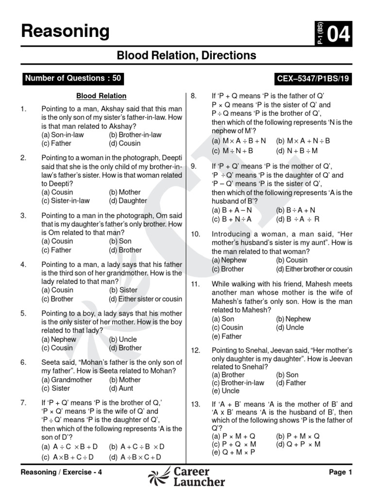 Reasoning-4 - Q - Dir - Blood Relation | PDF