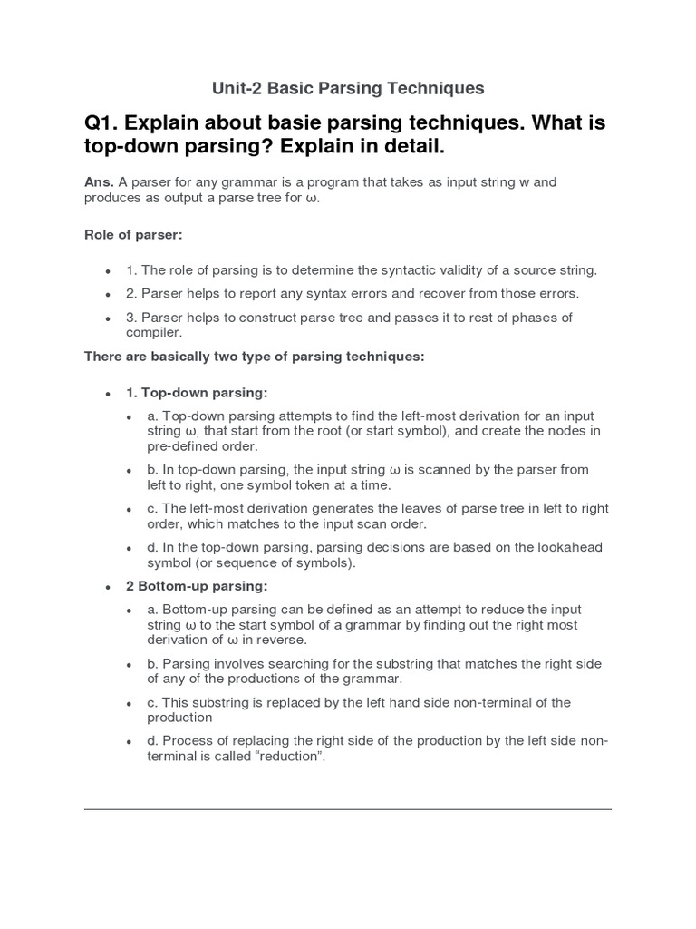 QA - CD Unit-2 | Download Free PDF | Parsing | Syntax