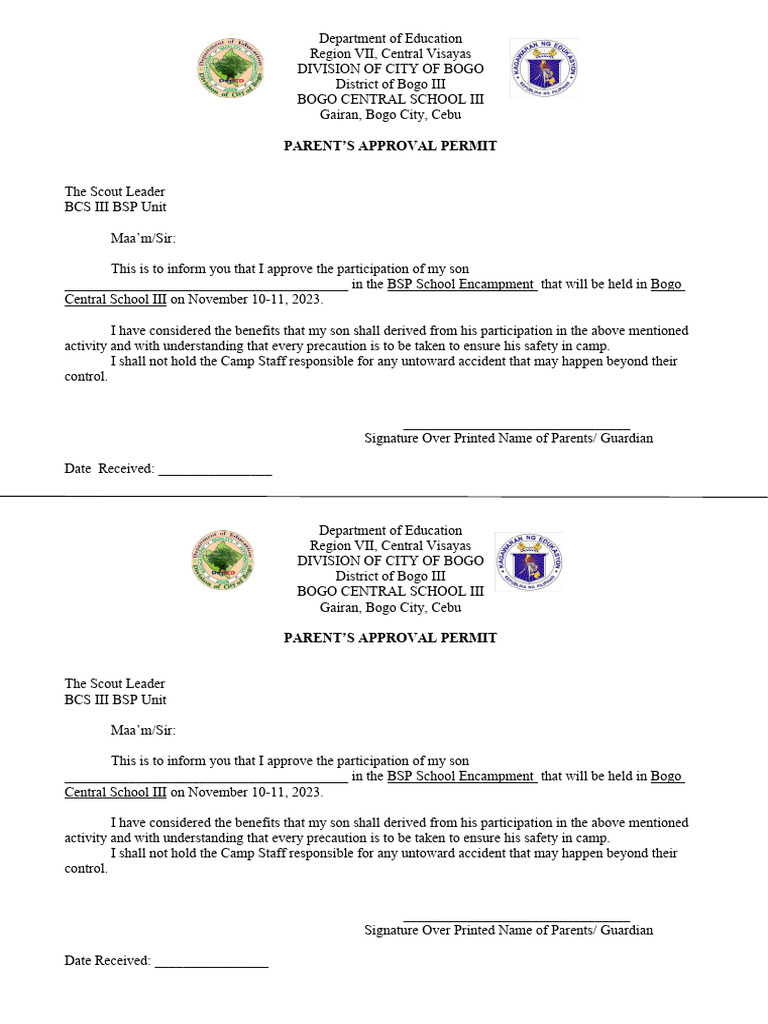 Parents Consent NOV 2023 BSP | PDF