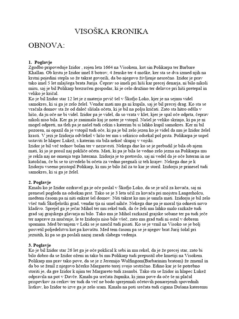 Slo Dob Tavcar Ivan Visoska Kronika 39 Obnova | PDF