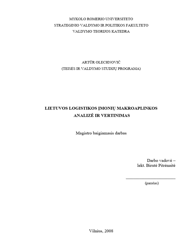 Magistro Baigiamasis Darbas. Artur Olechnovic | PDF