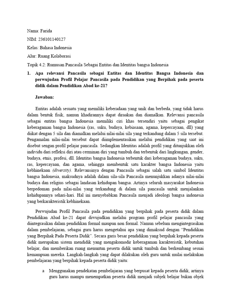 Filosofi Pendidikan Ruang Kolaborasi Topik 4 | PDF