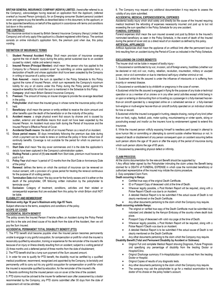 Individual Student PA Policy Document | PDF | Insurance | Private Law